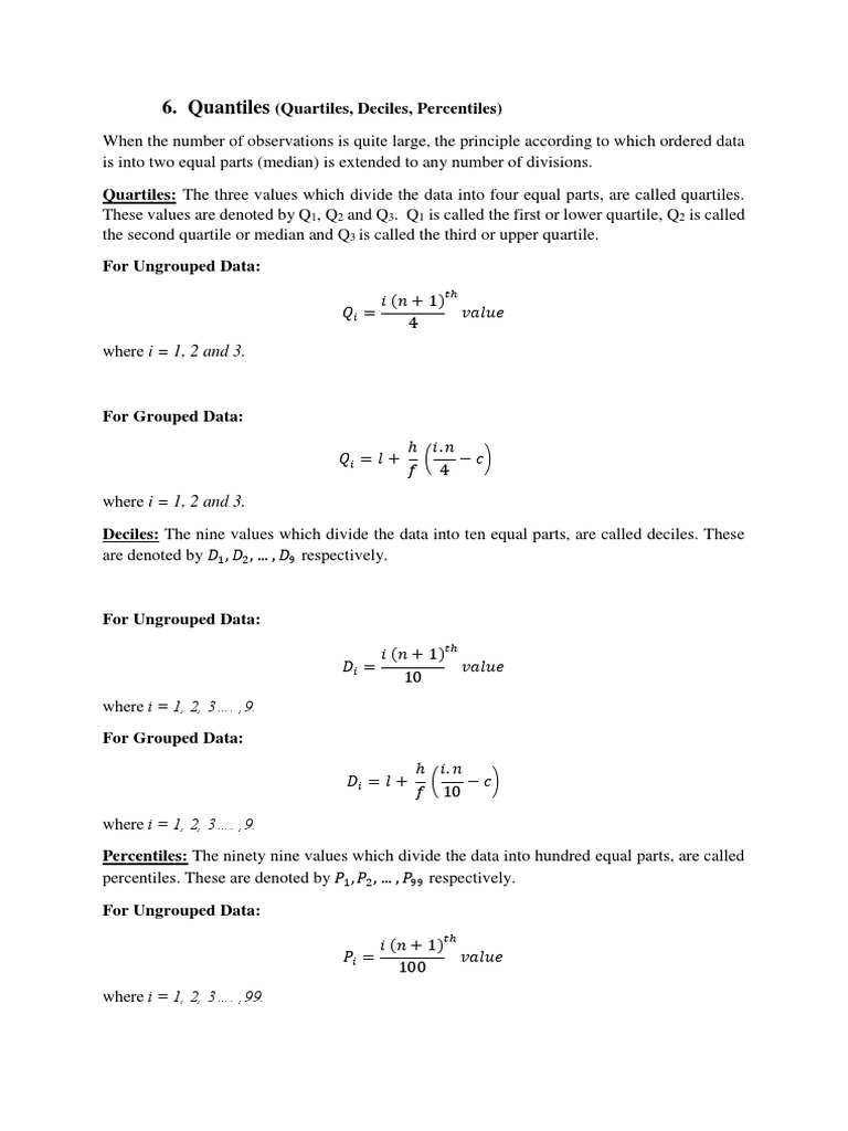 Understanding Quantiles: Quartiles, Deciles, Percentiles | PDF | Teaching Mathematics | Science