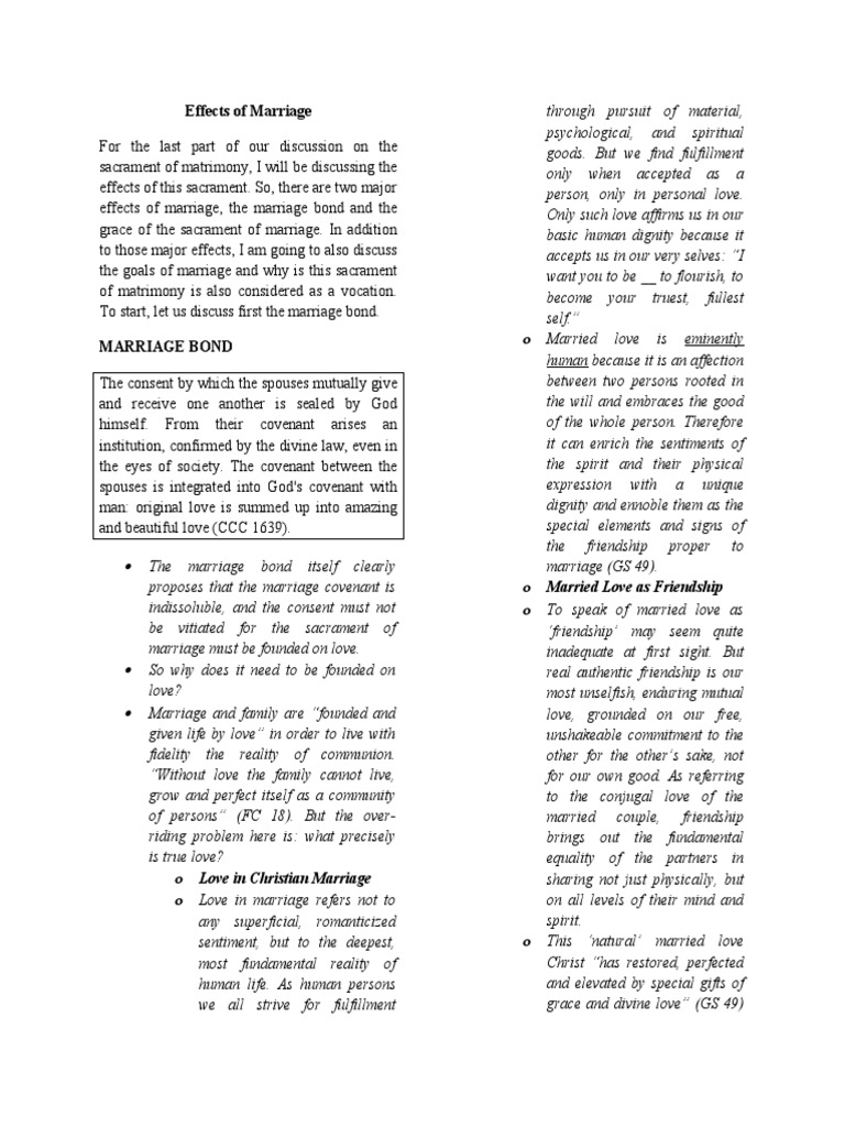 Effects of Marriage: o Married Love Is Eminently | PDF | Marriage ...