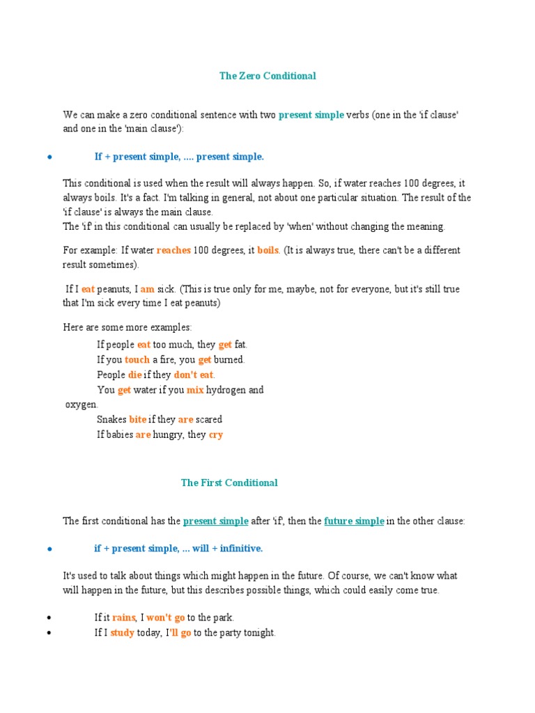 If + Present Simple, .... Present Simple.: The Zero Conditional | PDF ...