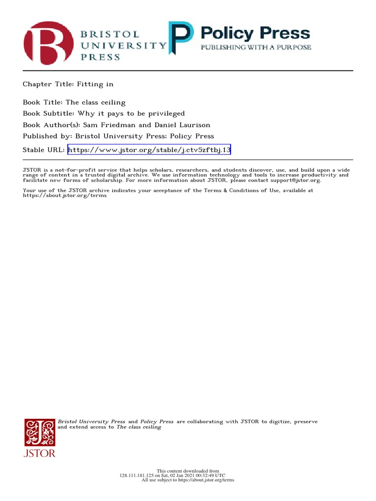Friedman and Laurison - Excerpt From The Class Ceiling | PDF | Expert ...