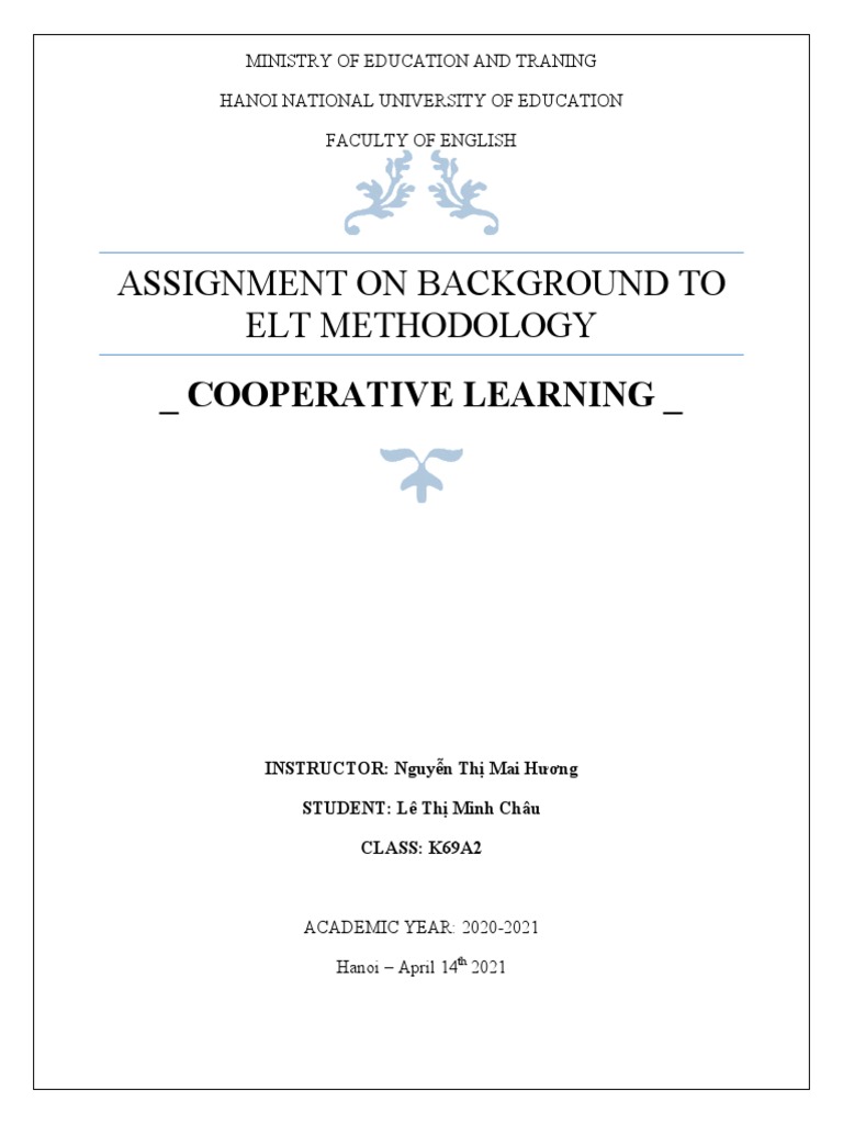 Assignment On Background To Elt Methodology: - Cooperative Learning ...