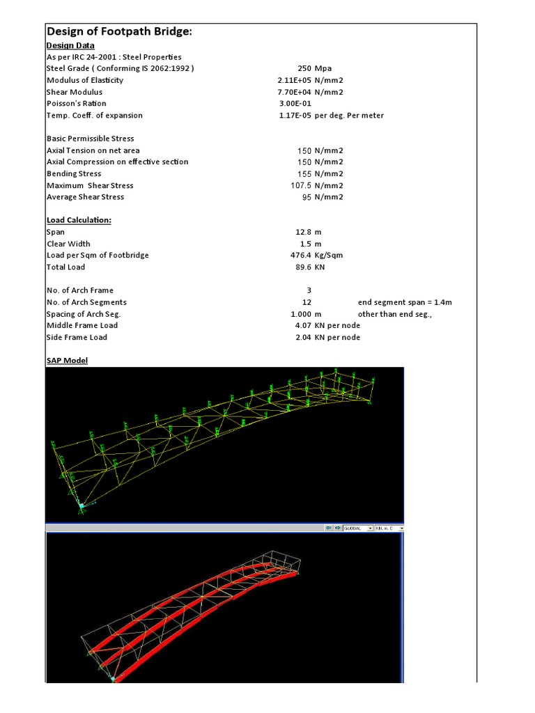 Design of Footpath Bridge:: Load Calculation | PDF | Young's Modulus ...