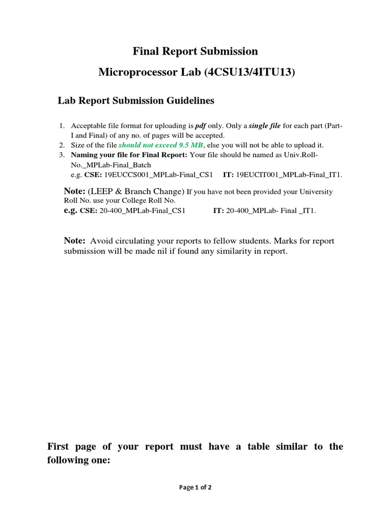 Final Report Submission Microprocessor Lab (4CSU13/4ITU13) | PDF | Bit ...