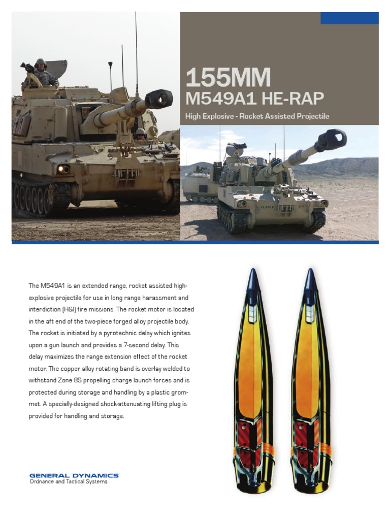 M549A1 HE-RAP: High Explosive - Rocket Assisted Projectile | PDF ...