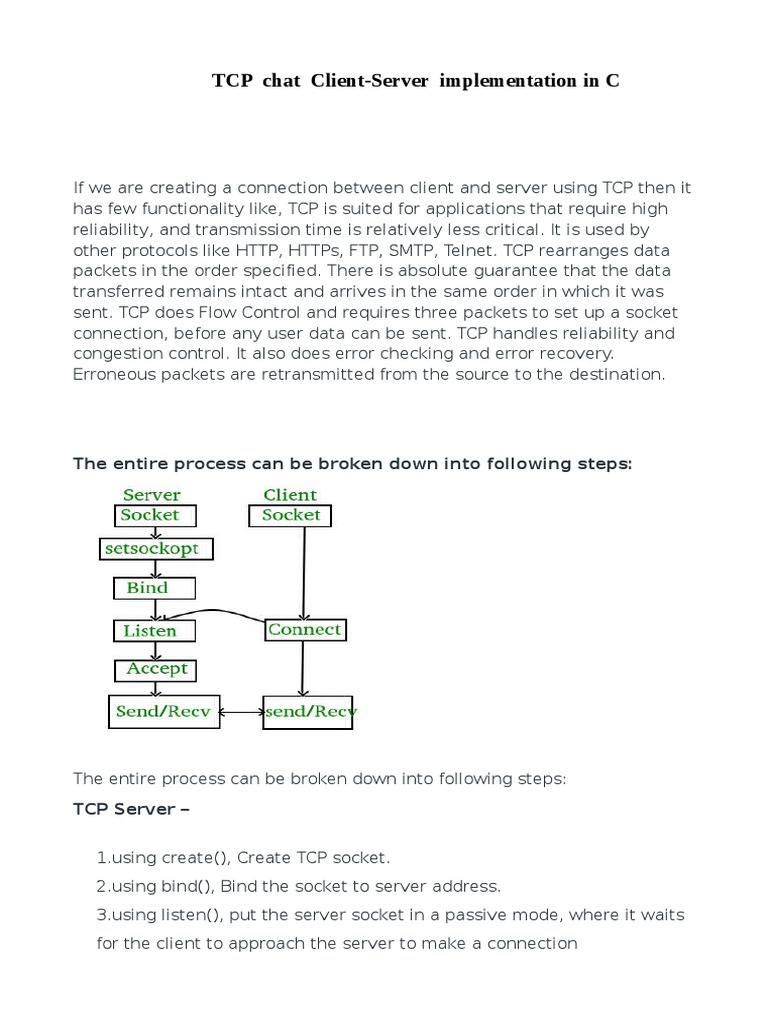 TCP Chat Client Server Program | PDF | Transmission Control Protocol ...
