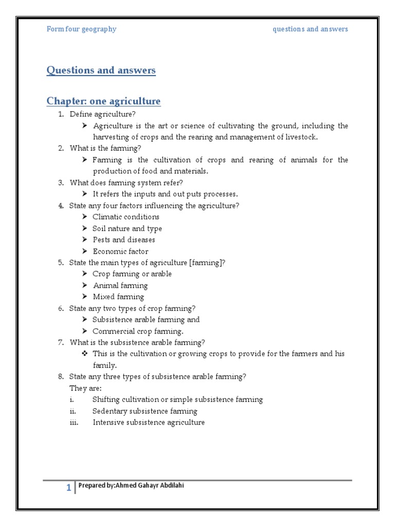 Geography, Questions and Answers | PDF | Fuels | Agriculture