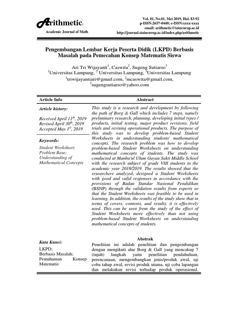 Pengembangan Lembar Kerja Peserta Didik LKPD Berba | PDF | Inquiry | Teaching Mathematics