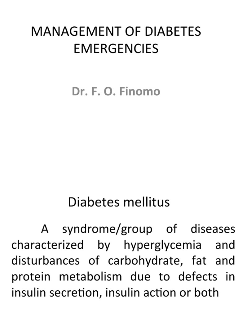Management of Diabetes Emergencies'' | PDF | Hypoglycemia | Intravenous ...
