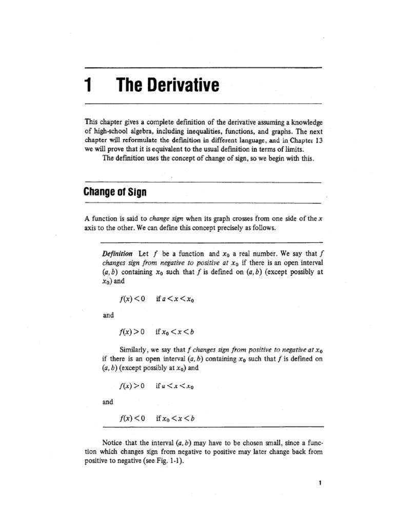 1 The Derivative: Change of Sign | PDF | Derivative | Tangent