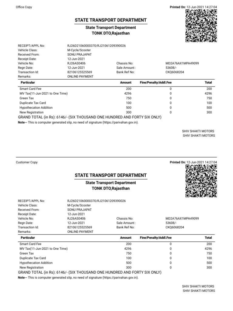 Sonu Prajapat Tax Reciept | PDF | Receipt | Payments