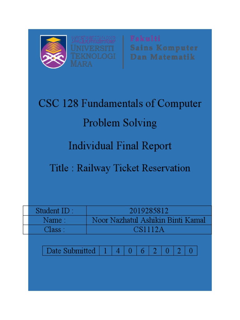 Csc 128 Fundamentals Of Computer Problem Solving Individual Final Report Pdf 6026