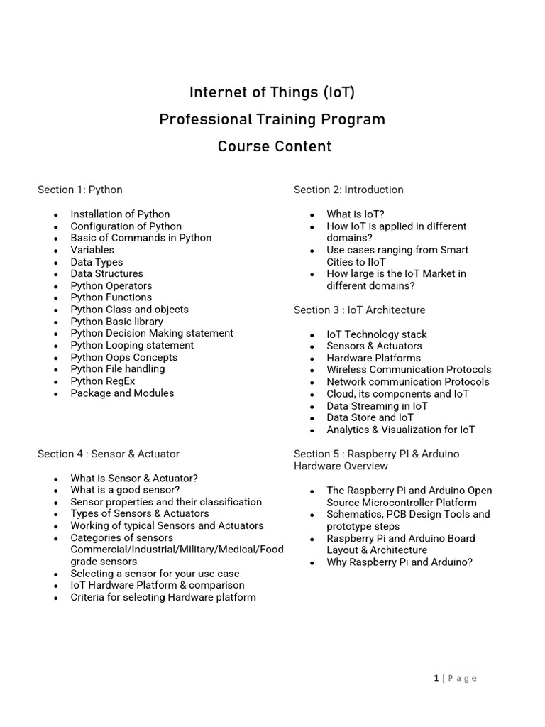Internet of Things Course Syllabus | PDF | Internet Of Things | Arduino