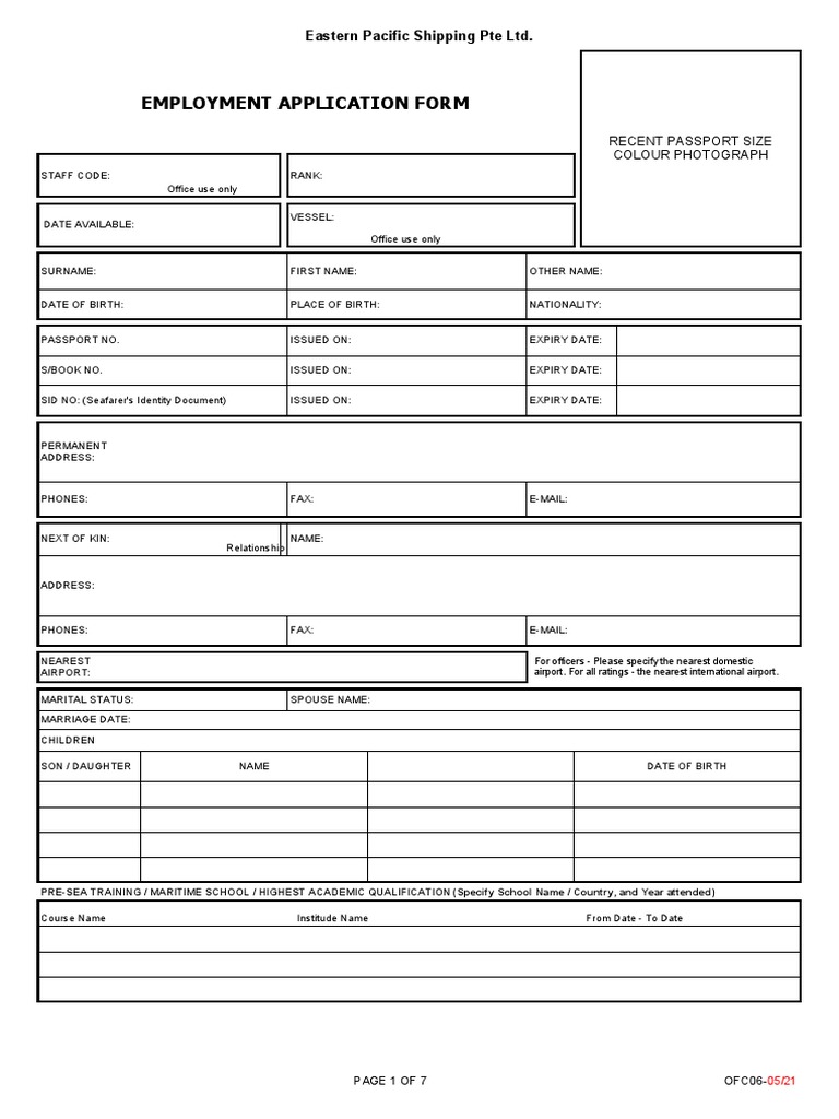 EAF MAY 2021 OFC06 - Employment Application Form | PDF | Gasoline | Propane