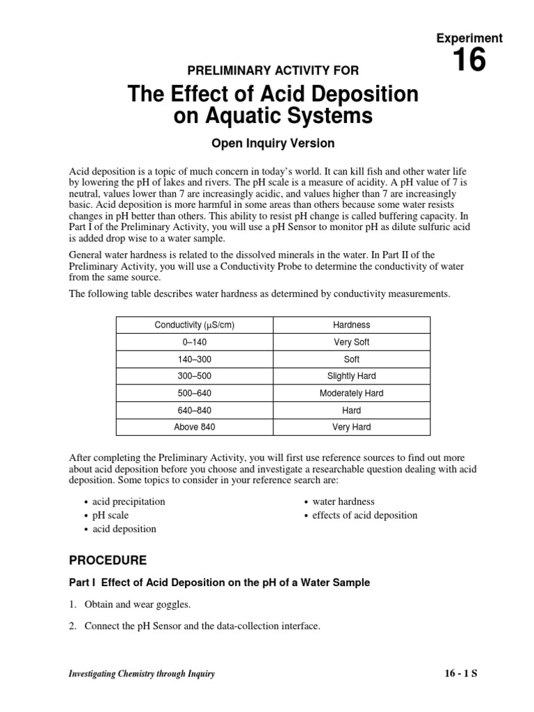 Effect of Acid Deposition On Aquatic Systems | PDF | Experiment | Ph