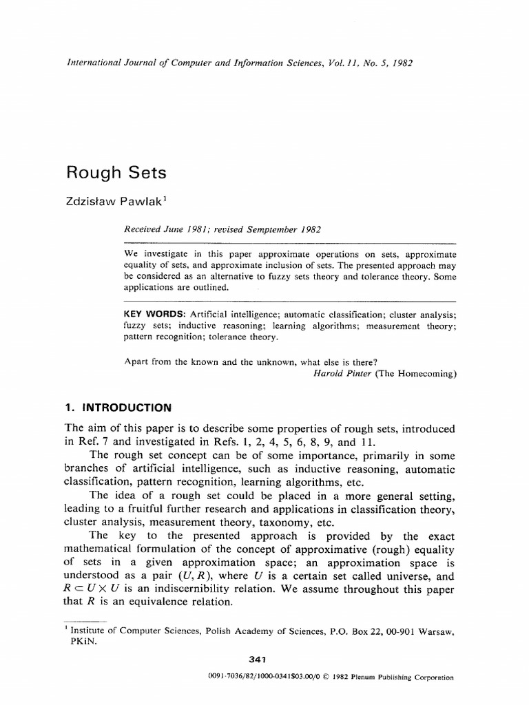 Rough Sets: International Journal of Computer and Information Sciences ...