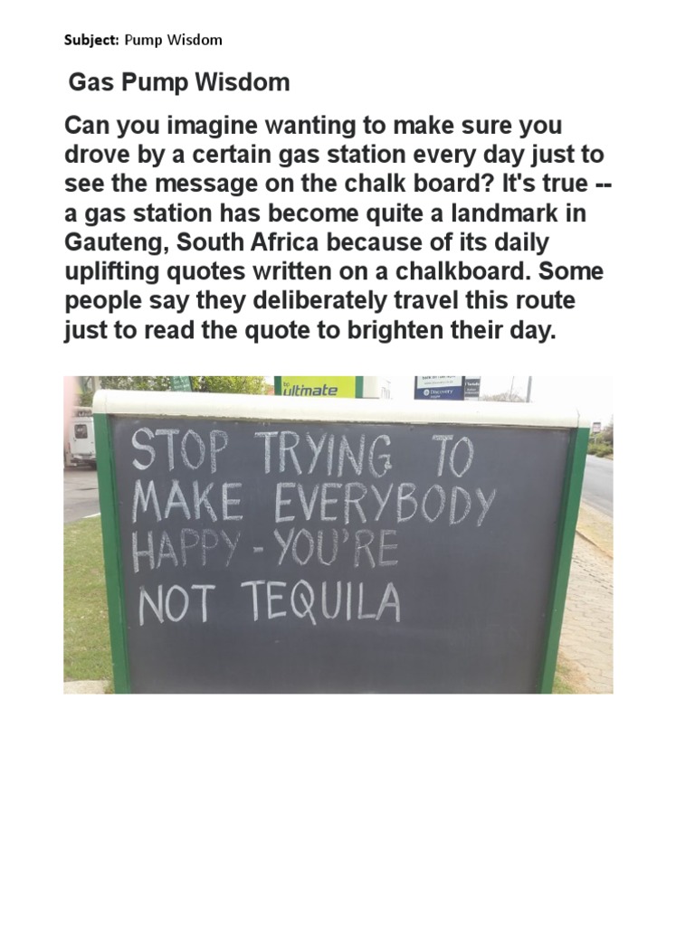 Uplifting Quotes from Gauteng Gas Station | PDF