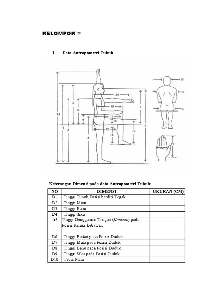 Data Antropometri Tubuh | PDF