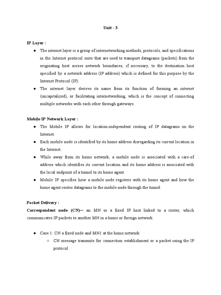 Mobile Computing Unit 3 Notes Printed Pdf Transmission Control Protocol Internet Protocols