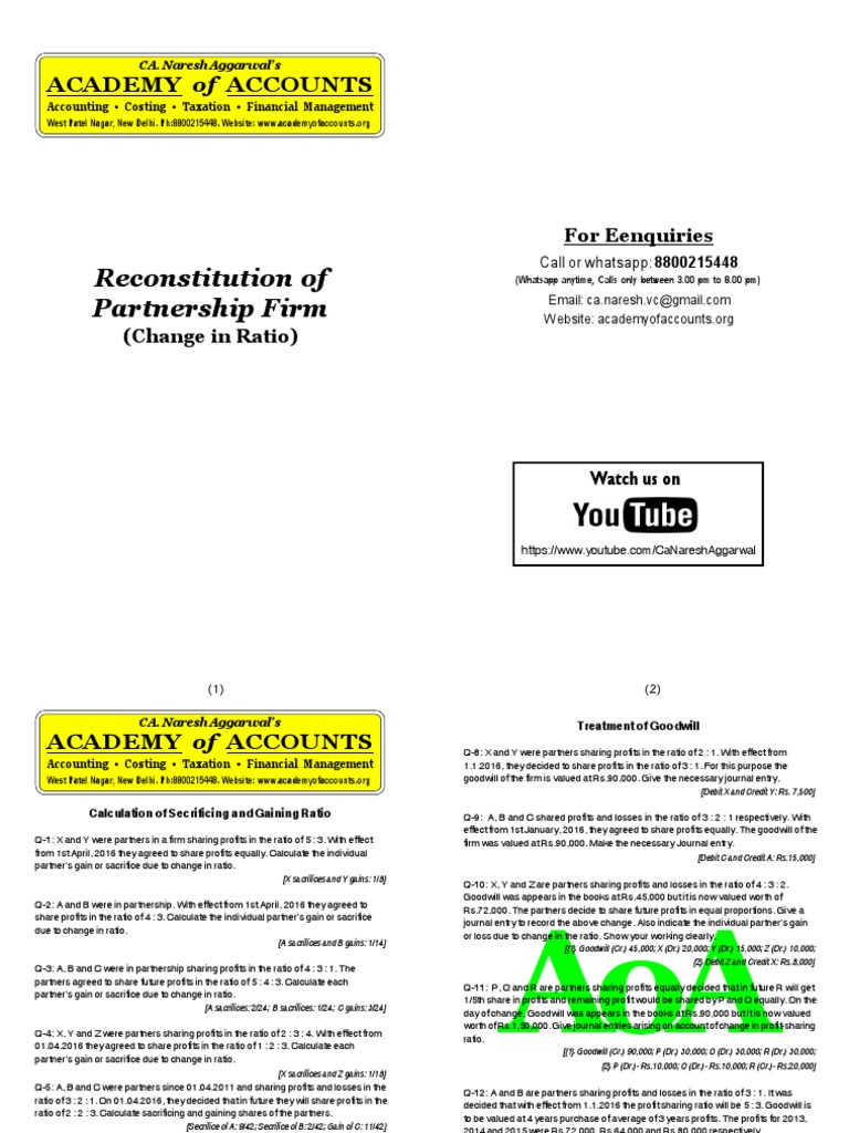 04 Change in Profit Sharing Ratio | PDF | Balance Sheet | Goodwill ...