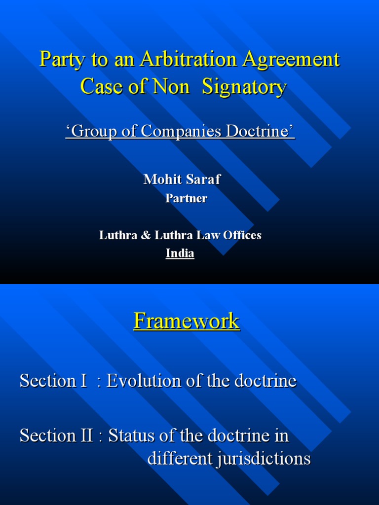Party To An Arbitration Agreement Case of Non Signatory | PDF | Arbitration | Piercing The ...