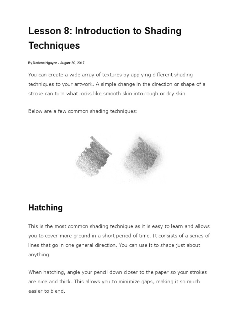 RapidFireArt Lesson 8 Introduction To Shading Techniques | PDF | Drawing