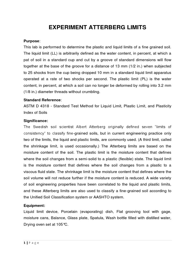 Atterberg Limits | PDF | Mechanical Engineering | Civil Engineering