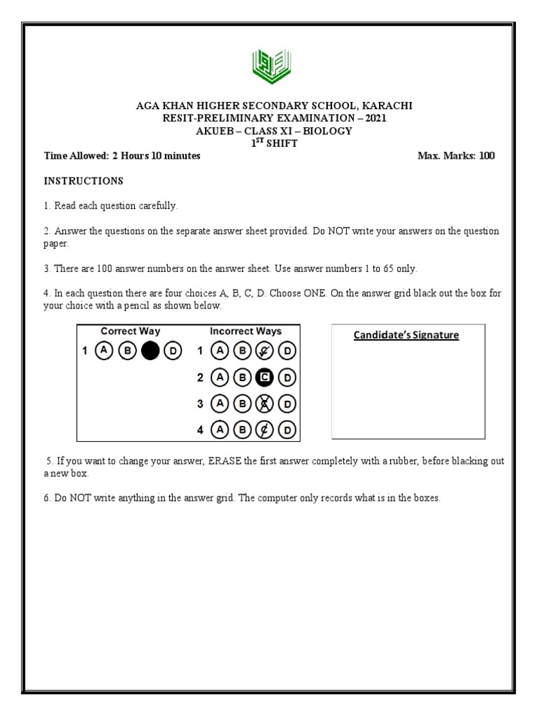 Resit-1 Prelium XI BIOLOGY AKUEB Paper 2021 | PDF | Active Site | Enzyme