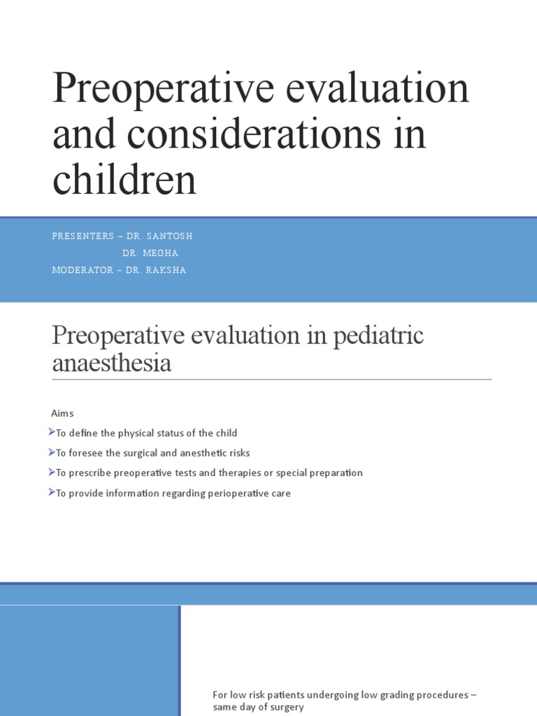 Preoperative evaluation and considerations in children | PDF ...