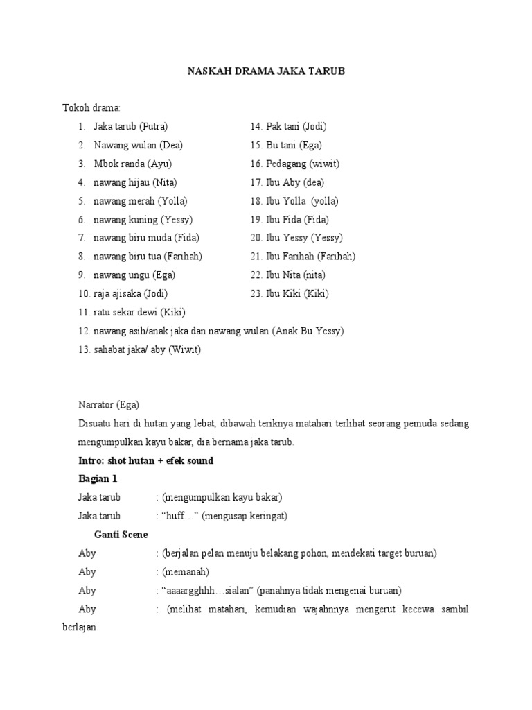 Naskah Drama Jaka Tarub Dan 7 Bidadari | PDF