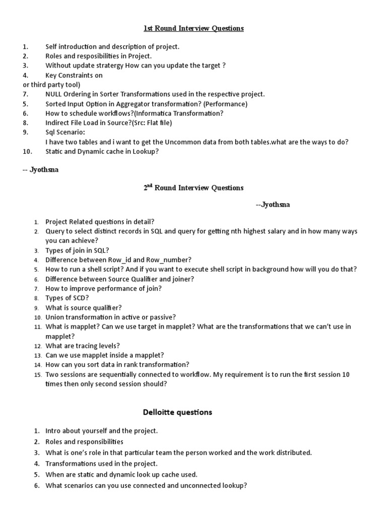 Deloitte Interview Questions Updated | PDF | Router (Computing ...