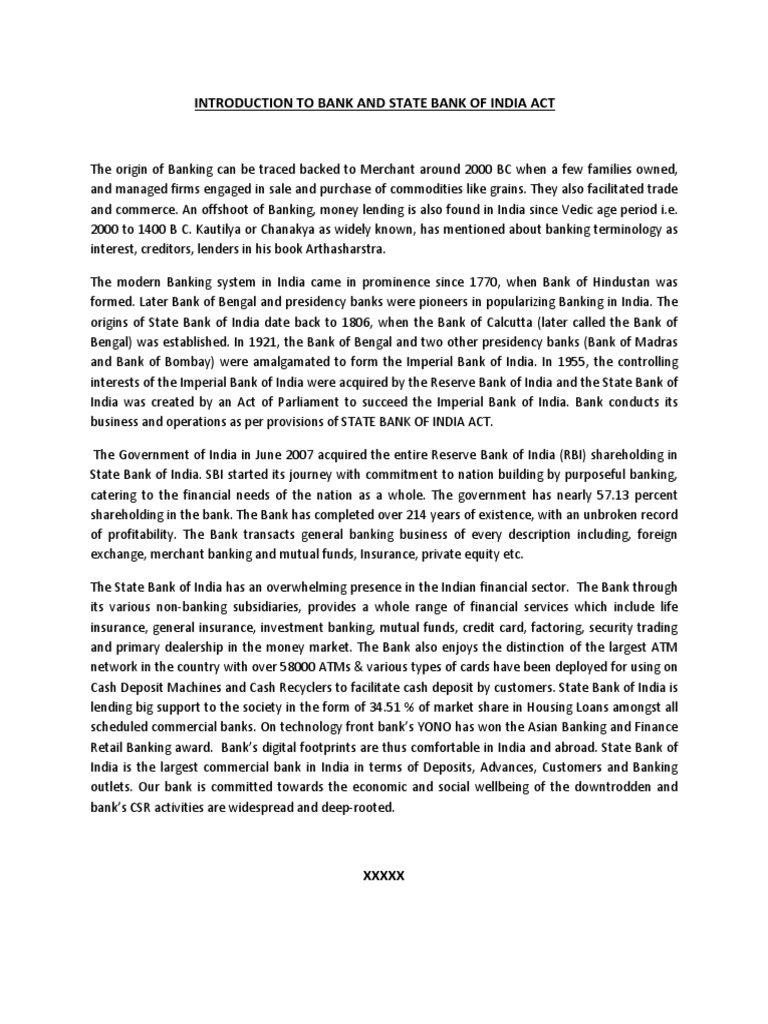 D1 S1 Pre-Read Introduction To Bank, SBI Act | PDF | Automated Teller ...