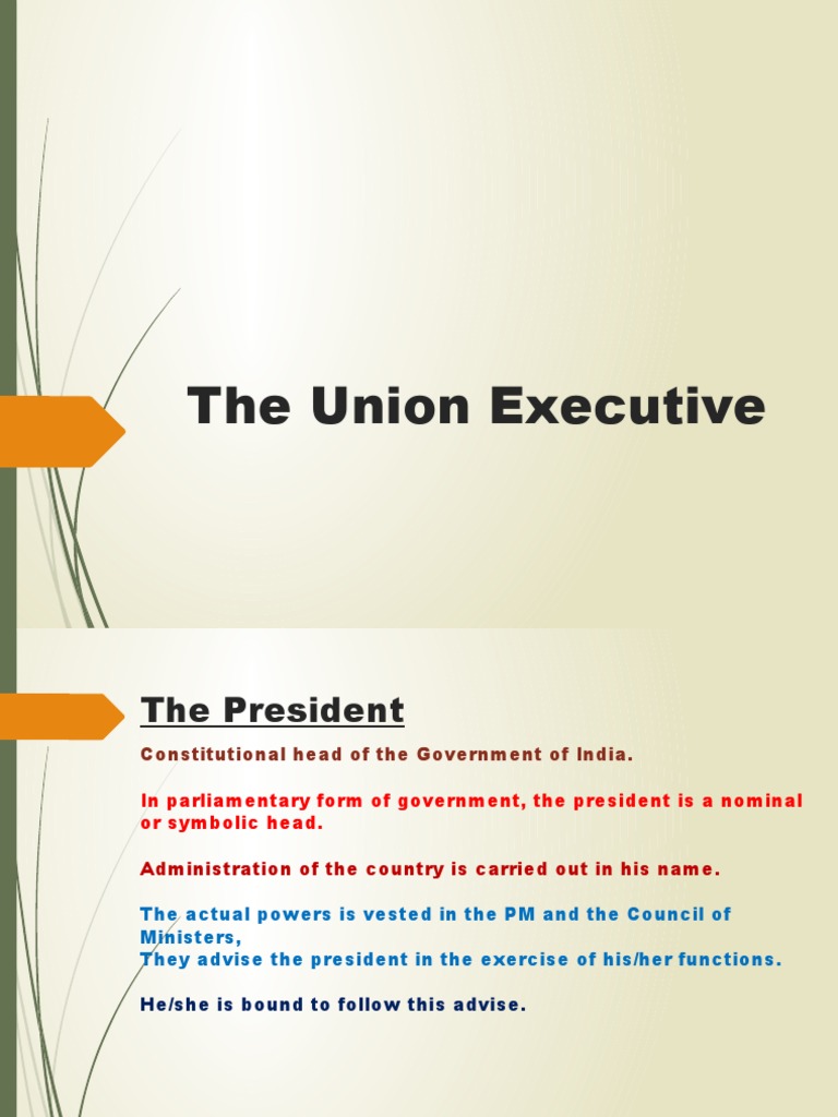 The Union Executive | PDF | Cabinet (Government) | Prime Minister