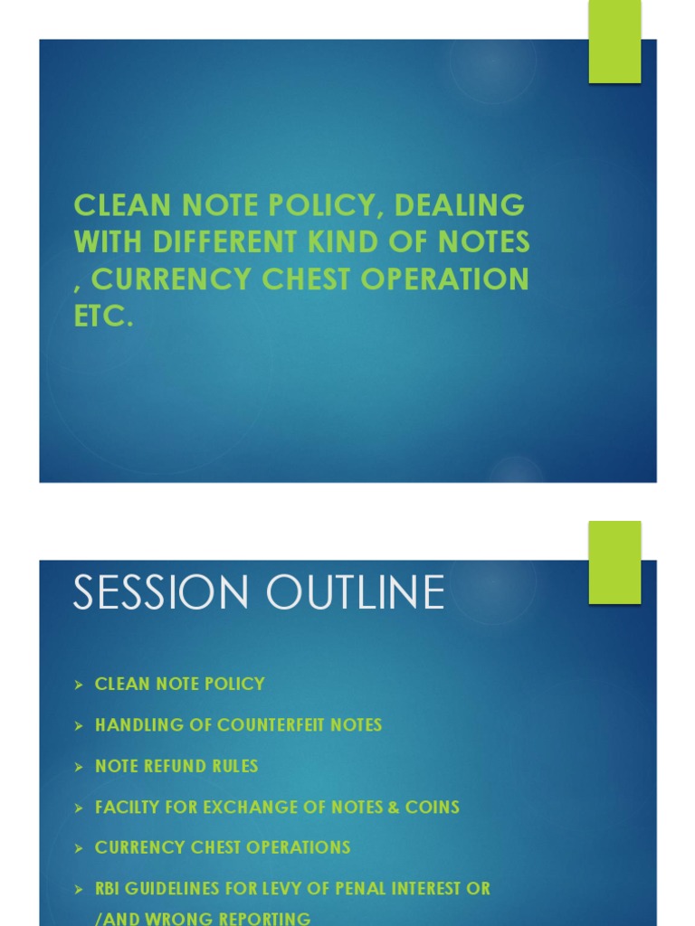D5 S2 PPT Clean Note Policy | PDF | Reserve Bank Of India | Legal Tender