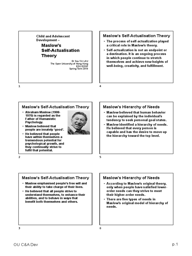 Maslow's Self-Actualisation Theory | PDF | Self Actualization | Self Esteem