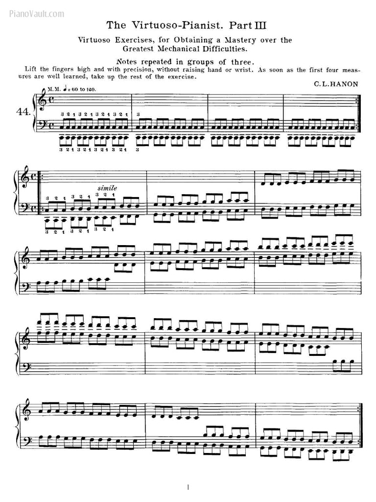 (Ebook - PDF) (Musica) (Piano) Charles-Louis Hanon - Virtuoso Pianist in 60 Exercises, Part III ...