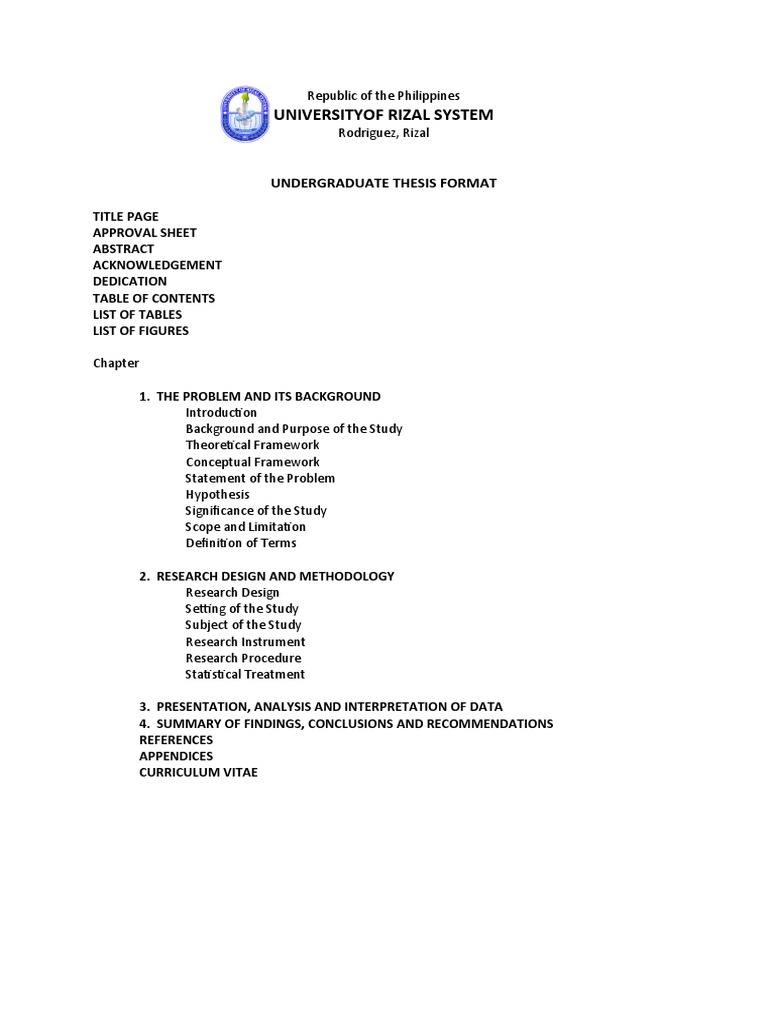 Undergraduate Thesis Format Guide | PDF | Conceptual Model | Statistics