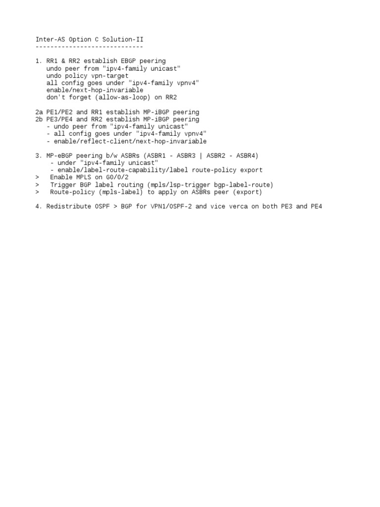 HCIE Inter-As Option C Sol-2 - Summary | PDF
