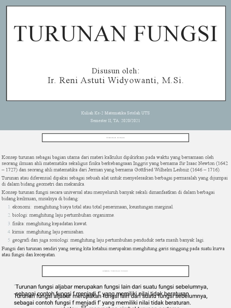 Simbol dan Aturan Turunan Fungsi | PDF