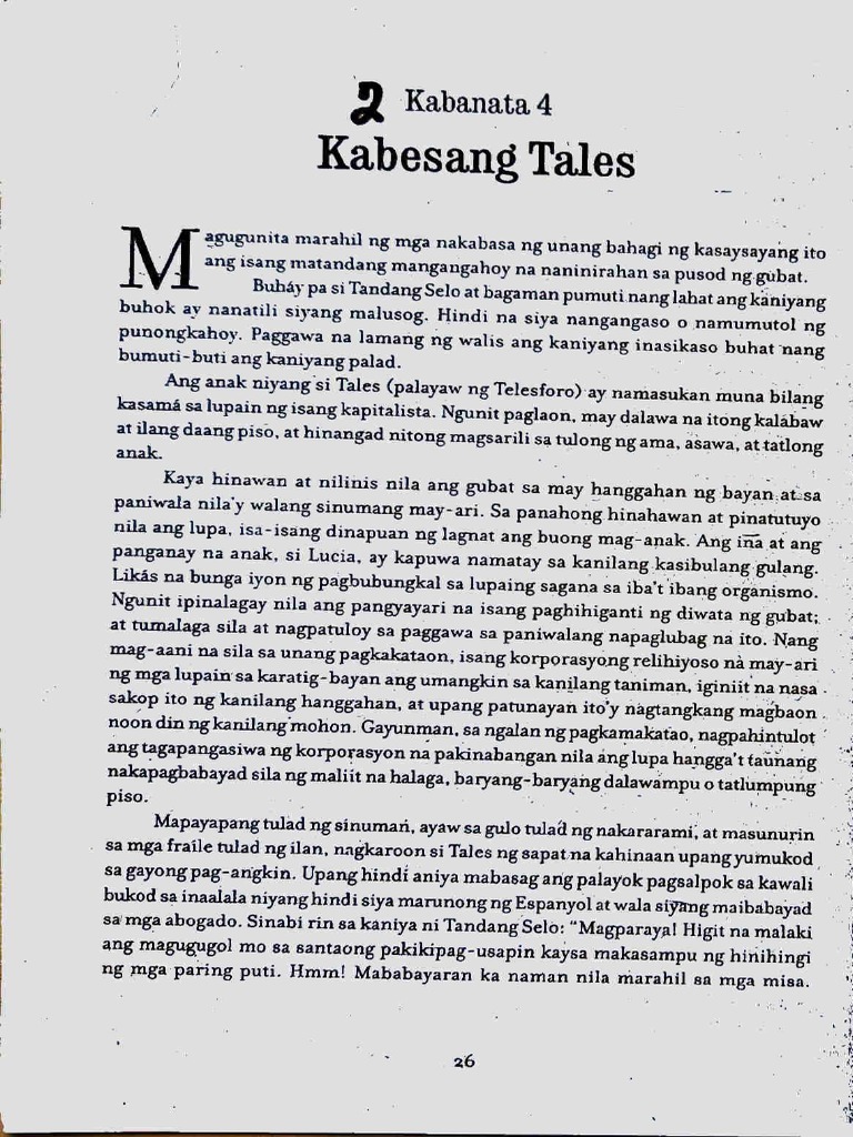 Rizal Jose El Filibusterismo Kabanata 4 Kabesang Tales Pdf