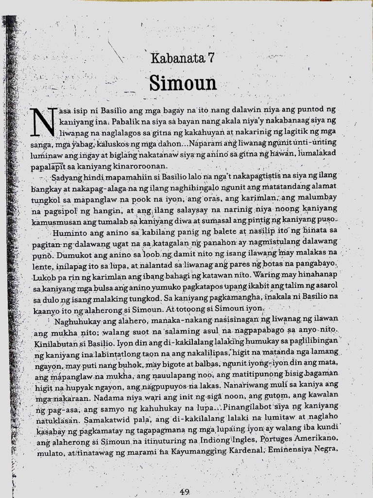Rizal, Jose. El Filibusterismo Kabanata 7. Simoun | PDF