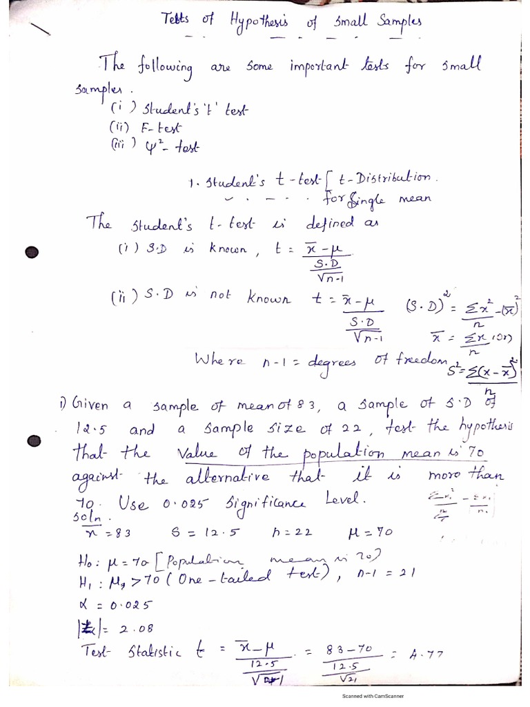 Small Sample Test | PDF