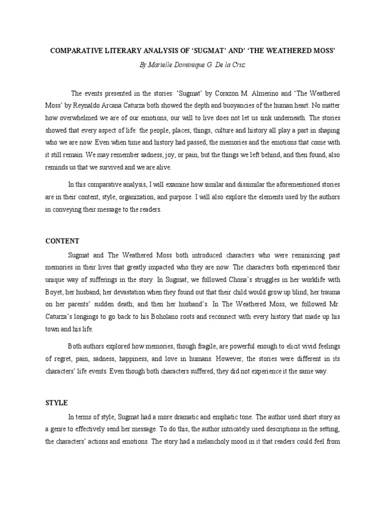 Comparative Literary Analysis | PDF | Narration | Emotions