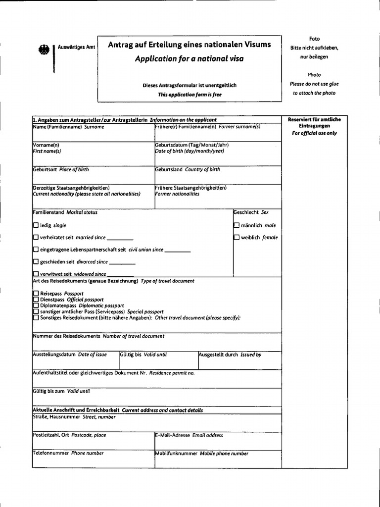 Antragsformular Für Daueraufenthalt | PDF
