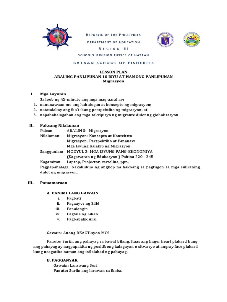 Lesson Plan MIGRASYON | PDF