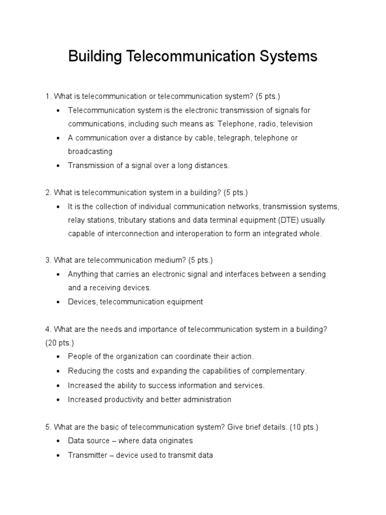 Building Telecommunication Systems Overview | PDF | Communications ...