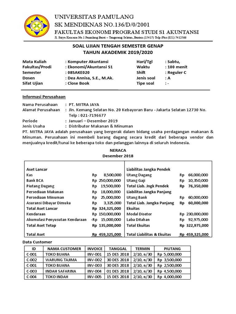 PT Mitra Jaya - Uts805 | PDF