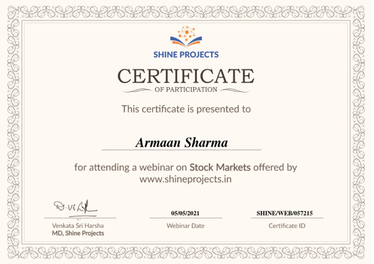 Stock Market Certificate | PDF