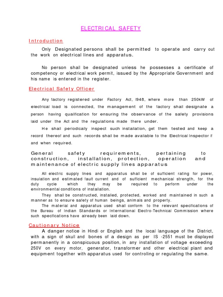 Safety in Electricity | Download Free PDF | Electrical Substation ...