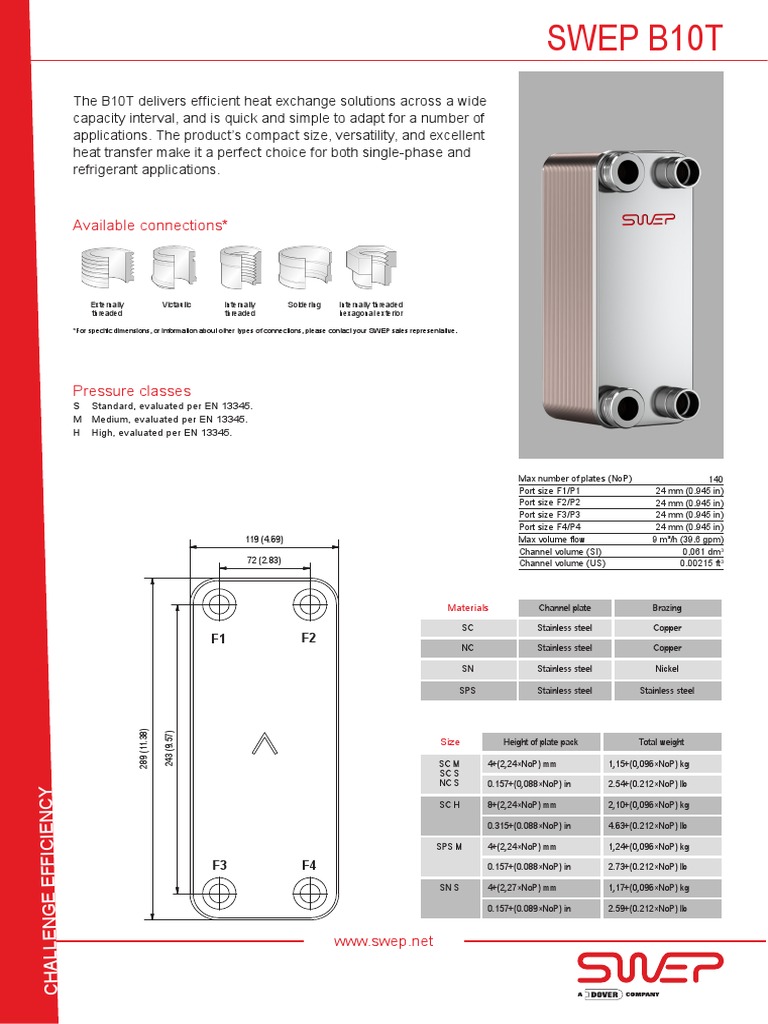 Compact SWEP B10T Heat Exchanger Delivers Efficient Performance | PDF ...