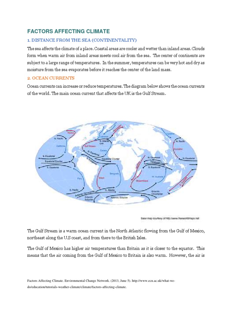 Factors Affecting Climate: 1. Distance From The Sea (Continentality) | PDF